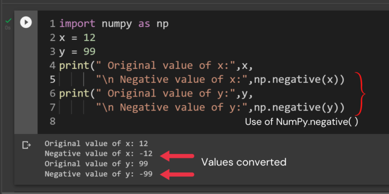 Numpy negative - Numerical negative, element-wise. - AskPython